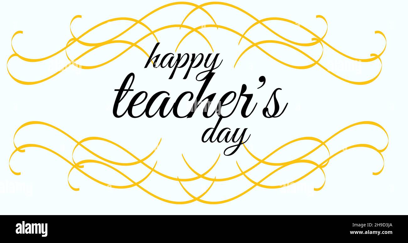 Vector image of happy teacher's day text and design against white ...