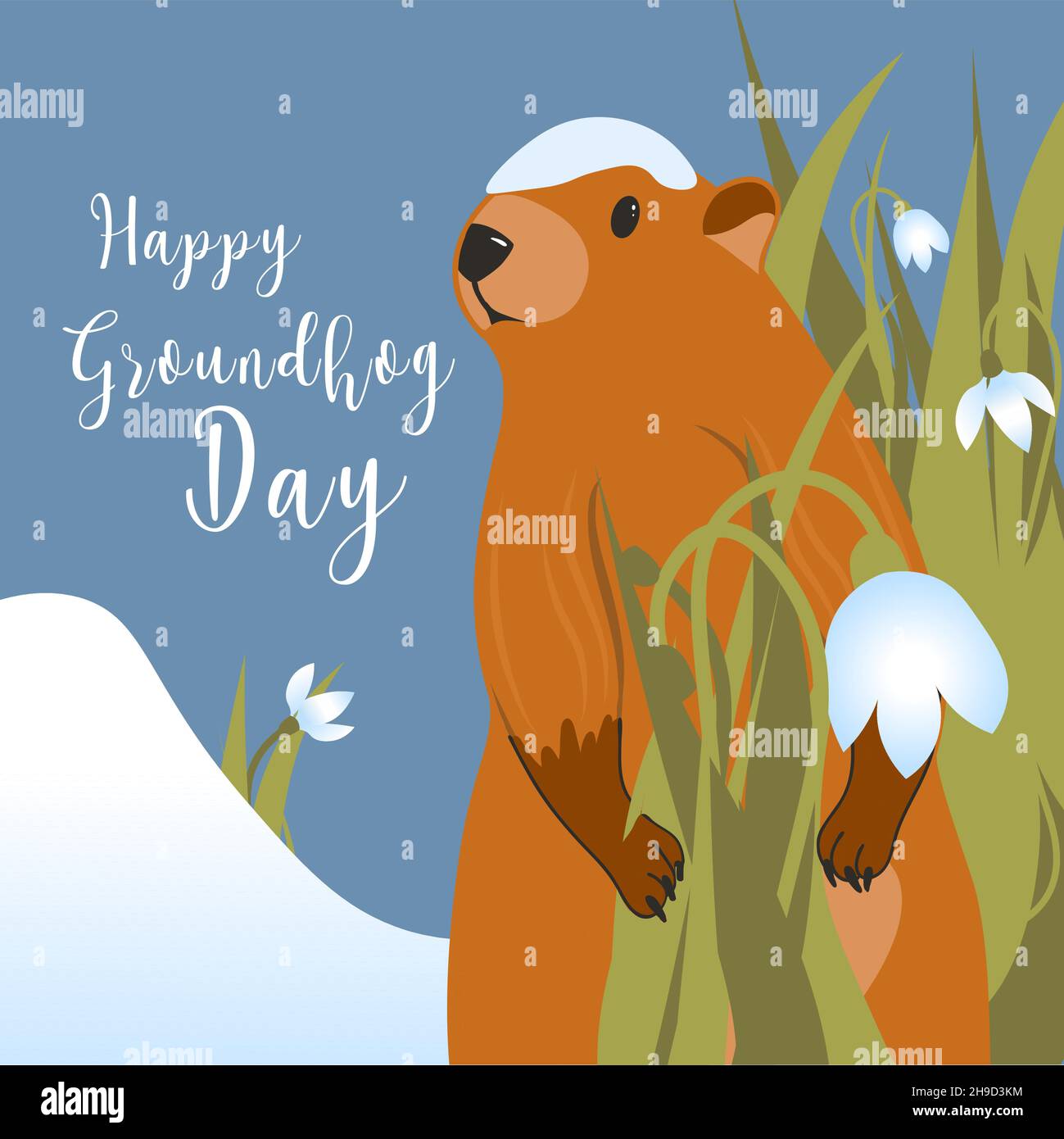 Happy Groundhog Day greeting card. Happy marmot Day Typographic Vector ...