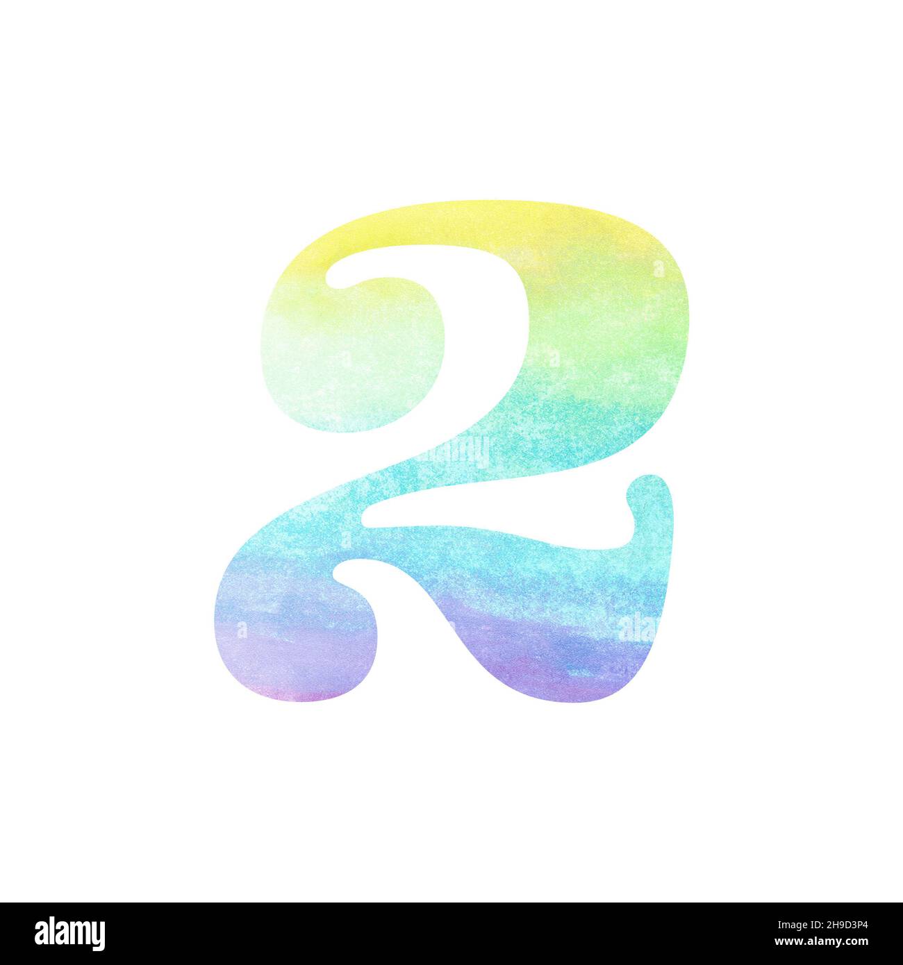 Illustration of a watercolor number two isolated on white background ...