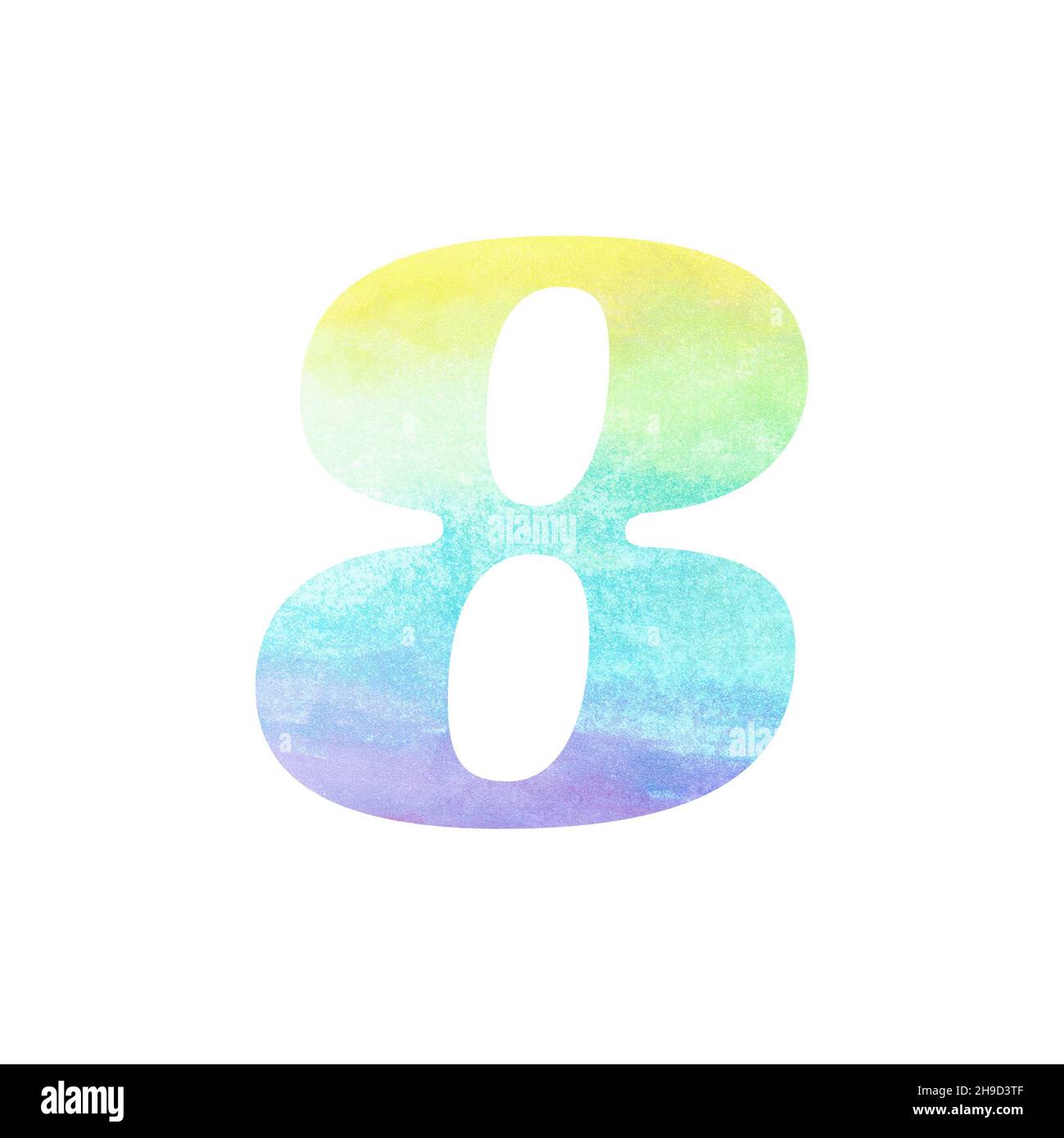 Illustration of a watercolor number eight isolated on white background ...