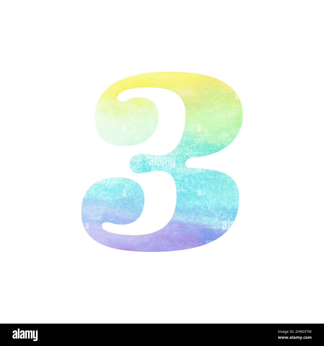 Illustration of a watercolor number three isolated on white background ...