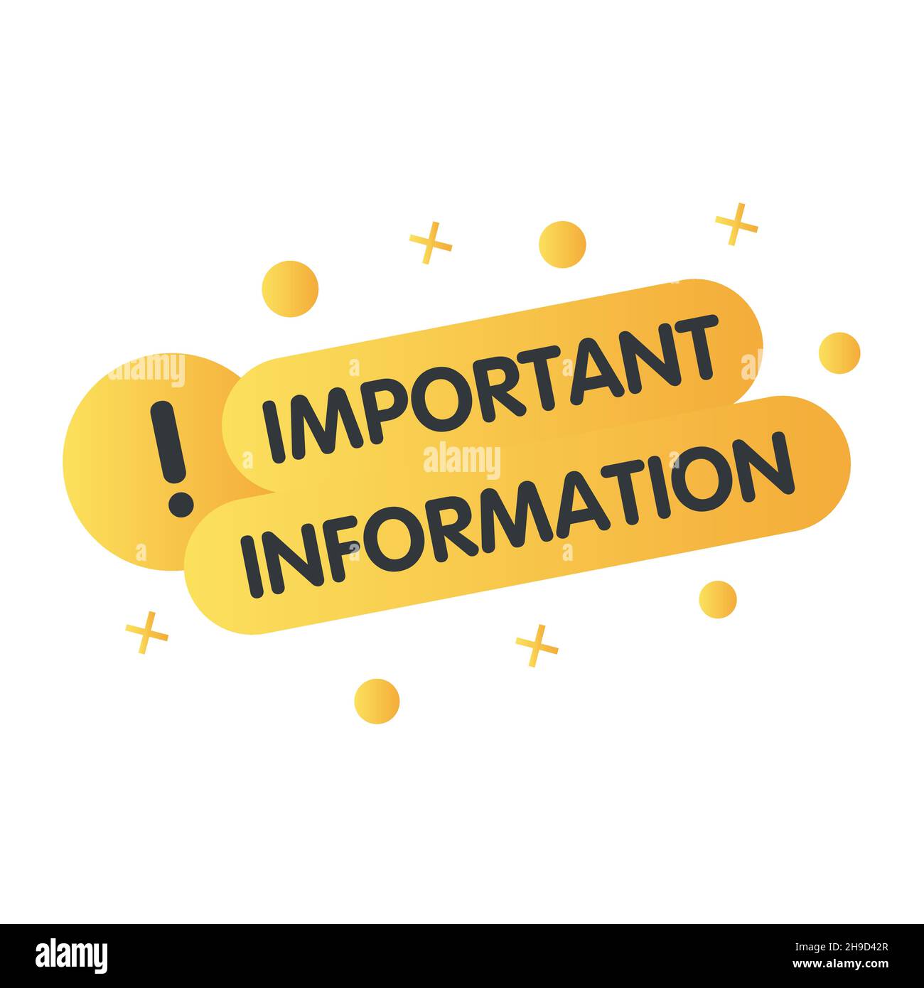 Important information banner with geometric shapes on white background ...
