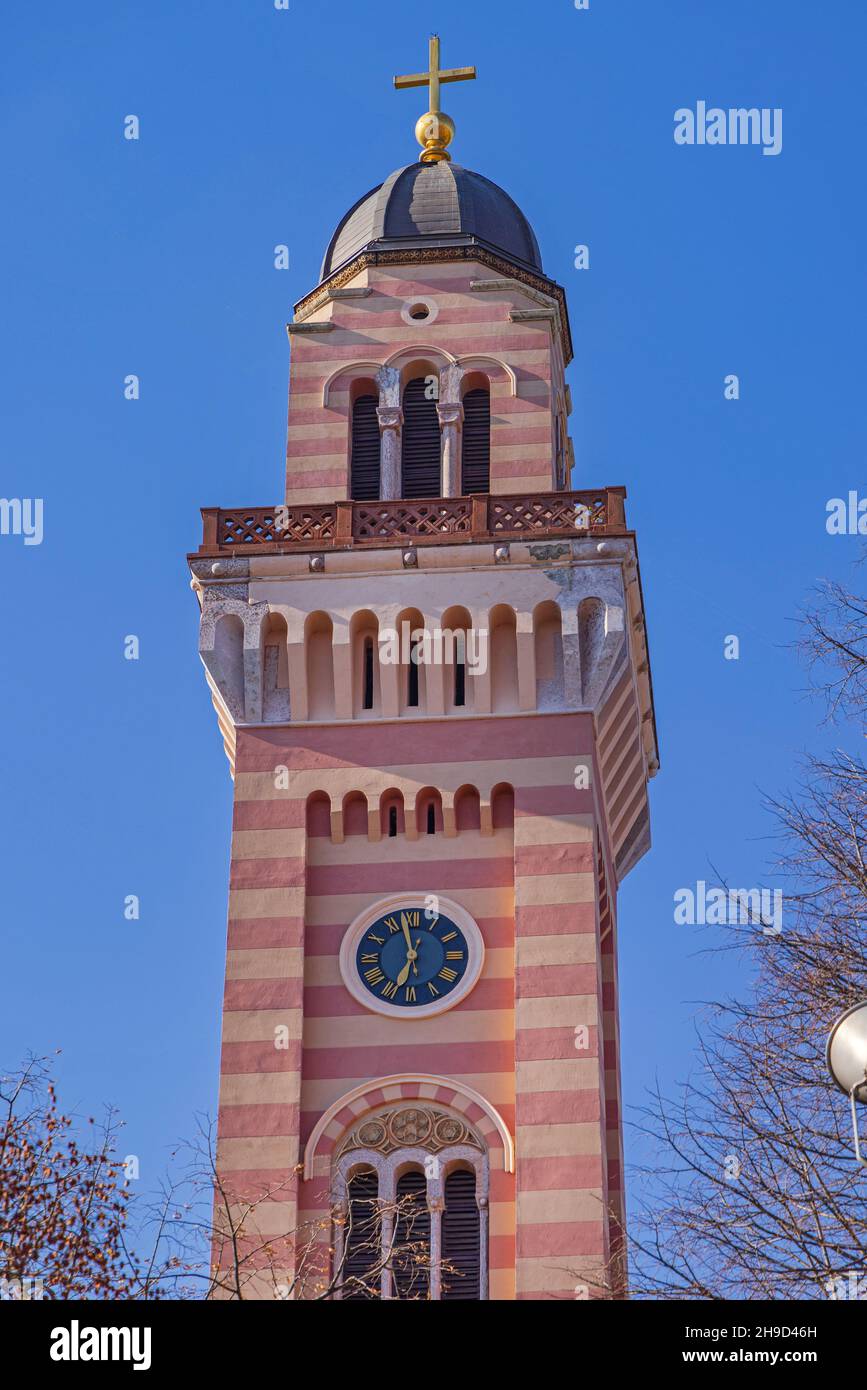 Clock Tower at Church of Holy Transfiguration in Pancevo Stock Photo ...