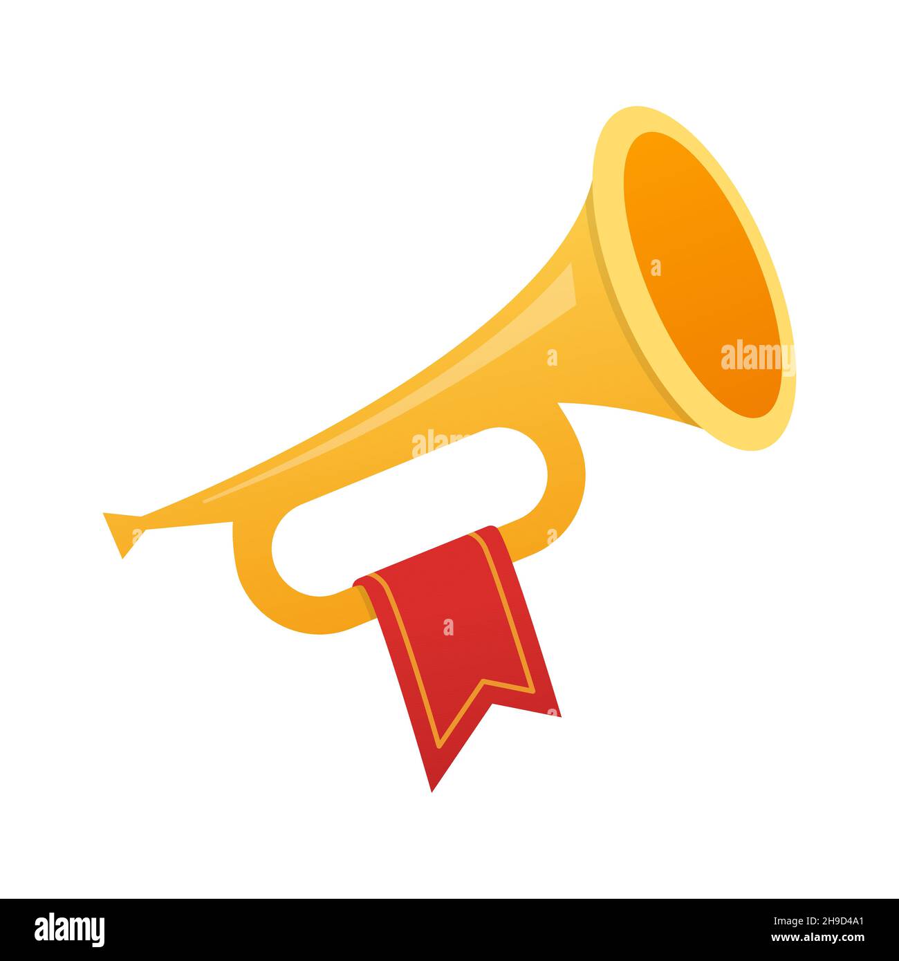 Golden trumpet - modern flat design style single isolated object. Neat ...