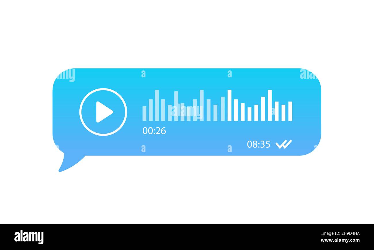 Blue voice messages bubbles on white background. Voice messaging ...