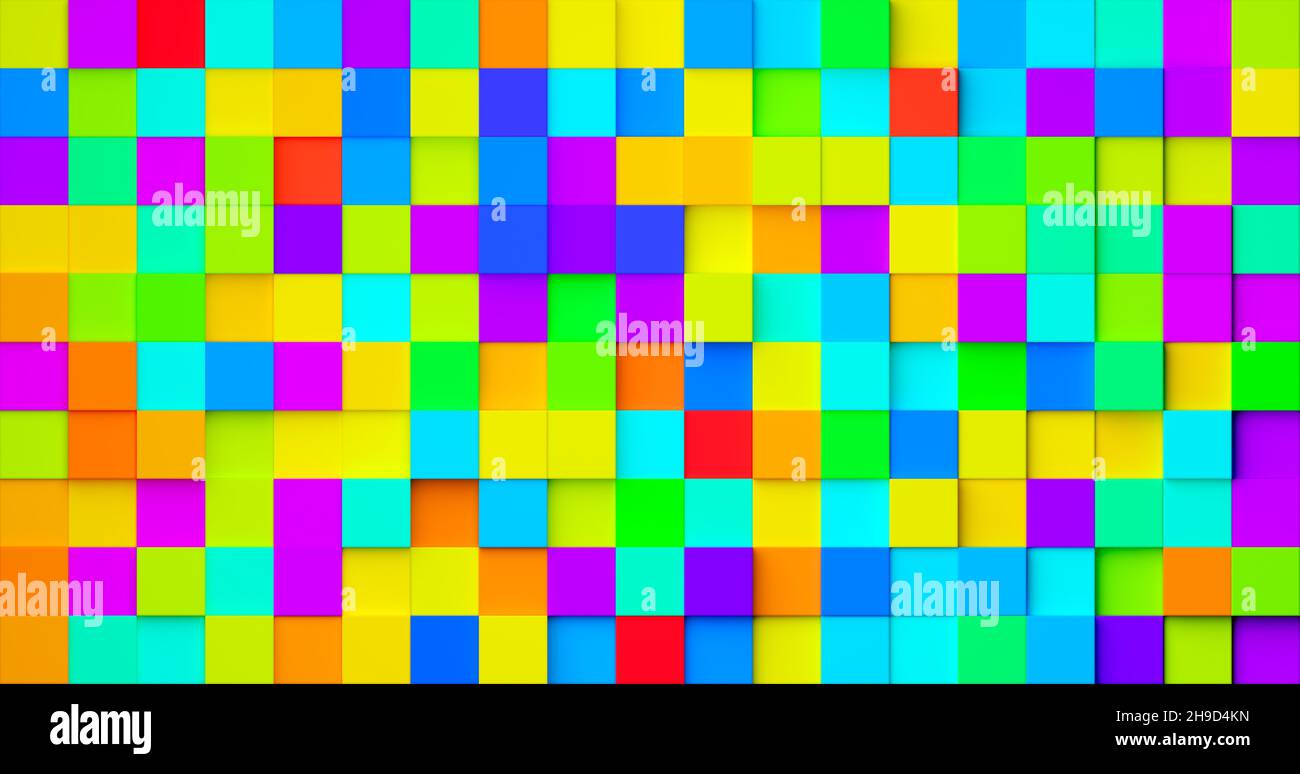 Colorful rainbow random shifted cube geometrical pattern background ...