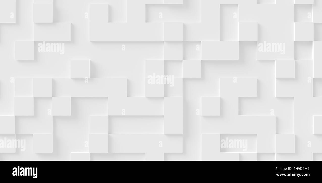 Modern minimal white random shifted cube geometrical pattern background ...