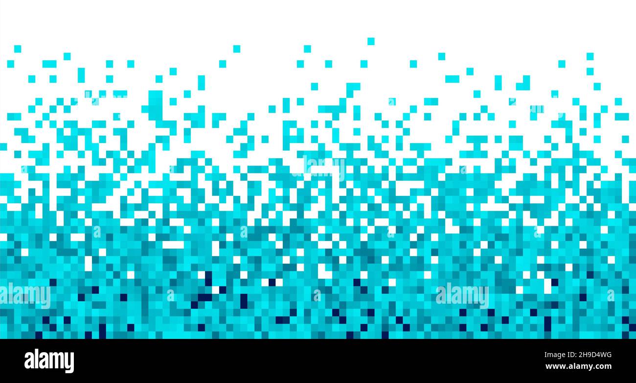 Light blue fading pixel square modern abstract background pattern ...