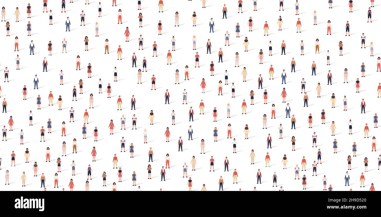 Seamless crowd people pattern set in flat style. Vector illustration ...