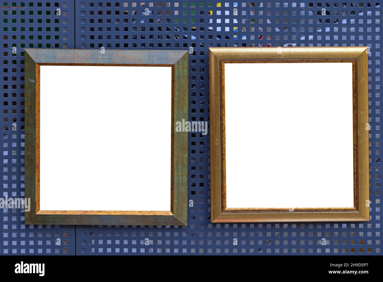 Two Wooden Picture Frames at Wall Empty Copy Space Stock Photo - Alamy