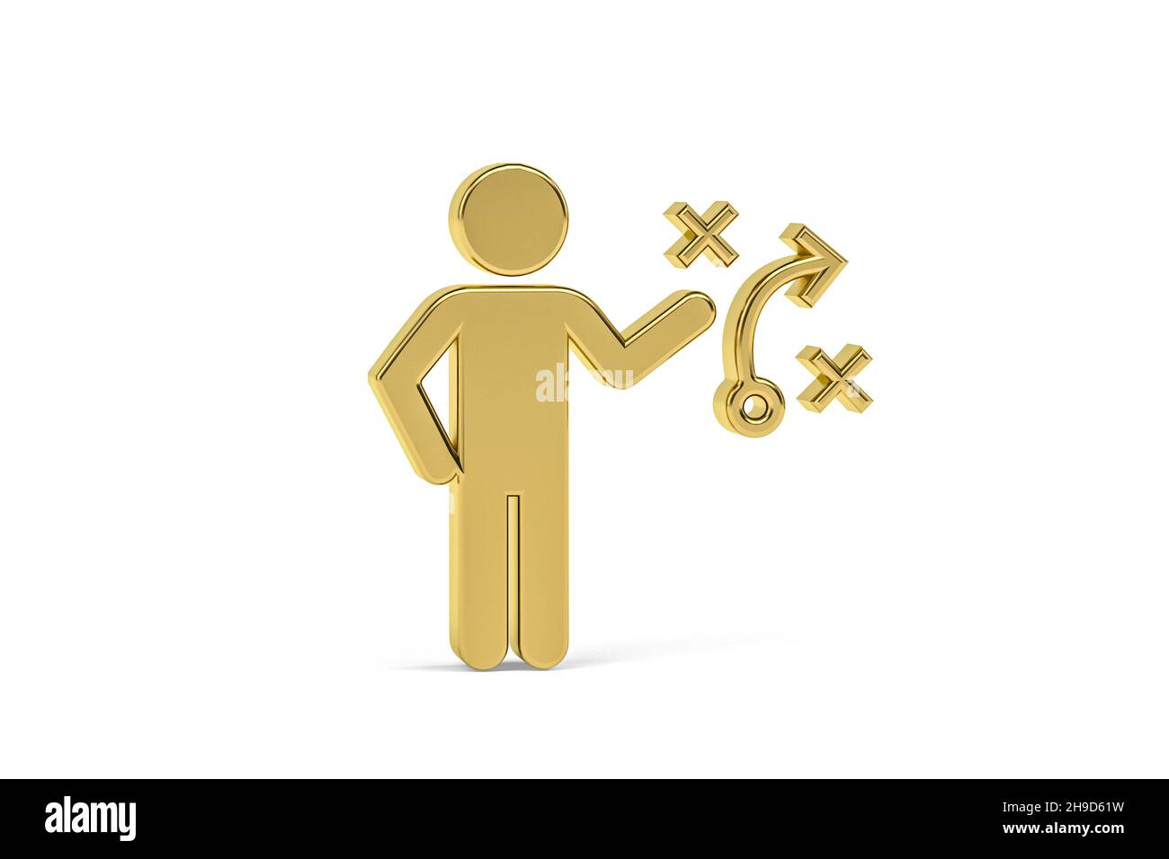 Golden 3d business strategy icon isolated on white background - 3d ...