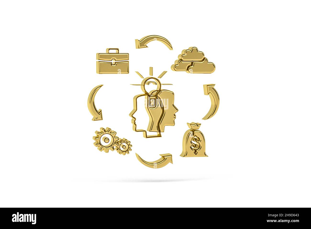 Golden 3d business strategy icon isolated on white background - 3d ...