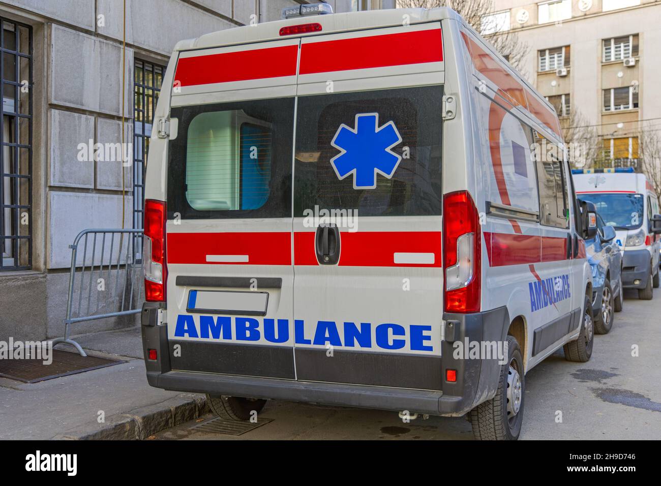 Rear View of Ambulance Vehicle Ems Transport Van Stock Photo - Alamy