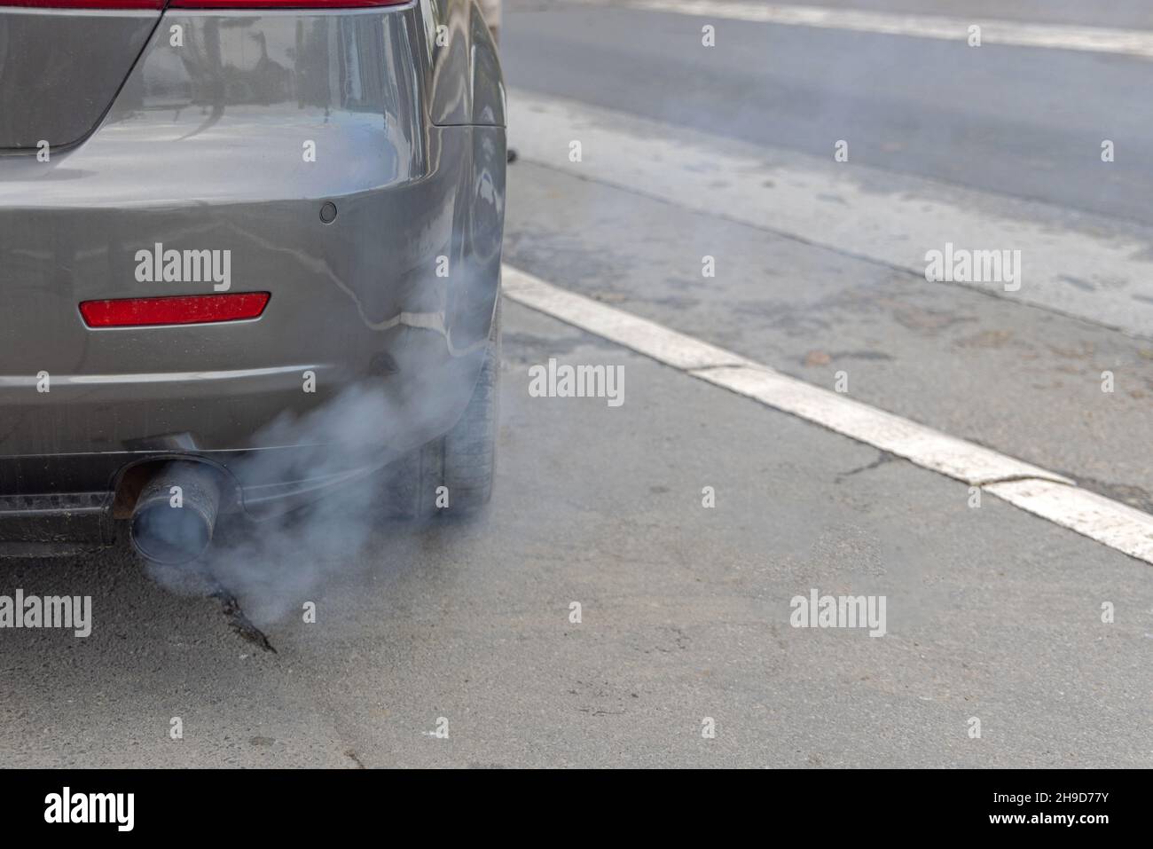 Broken Car Engine Without Catalytic Exhaust Fumes Air Pollution Smoke ...
