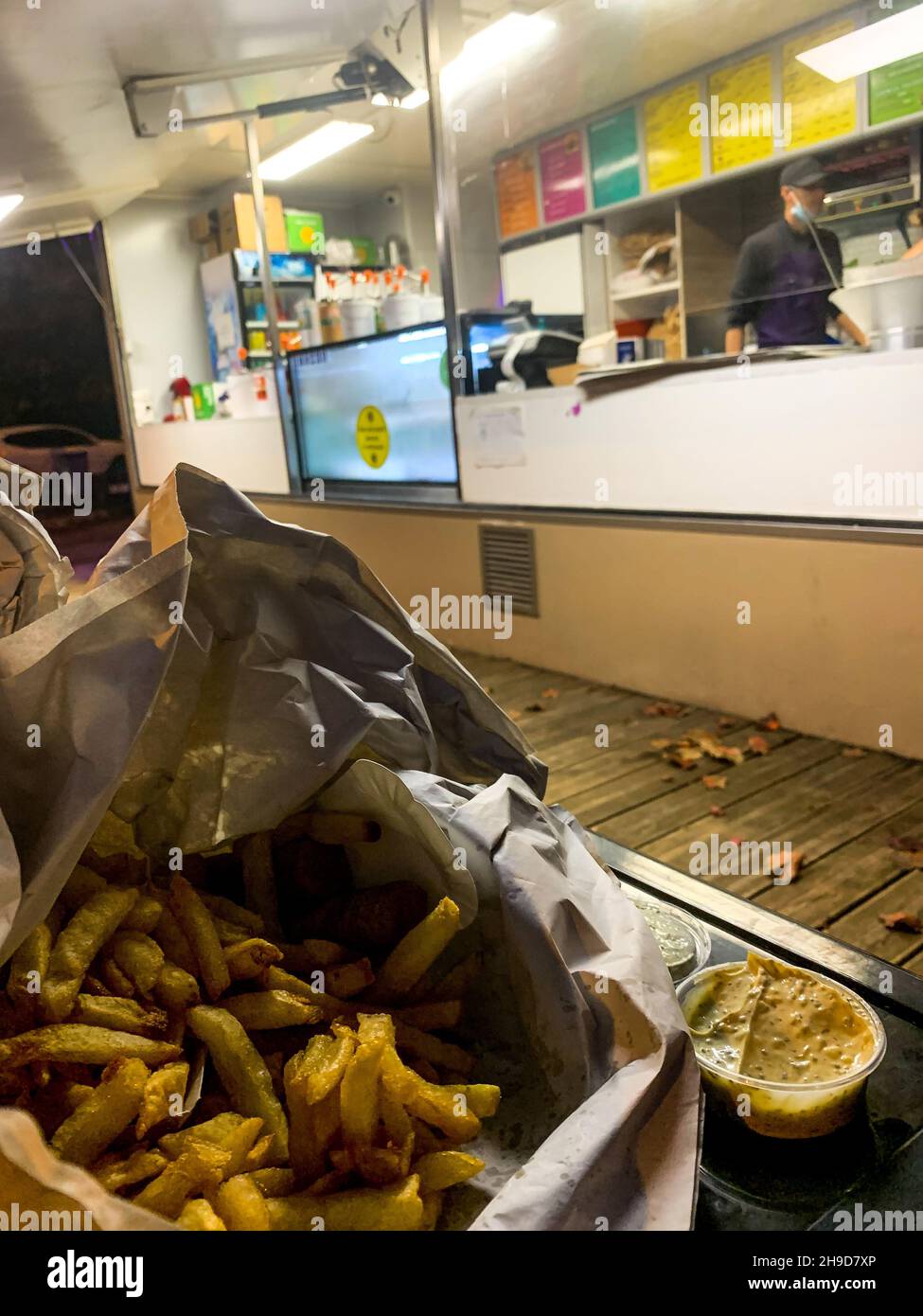 French fries stall, Charleville-Mézières, Ardennes, Grand-Est Region ...