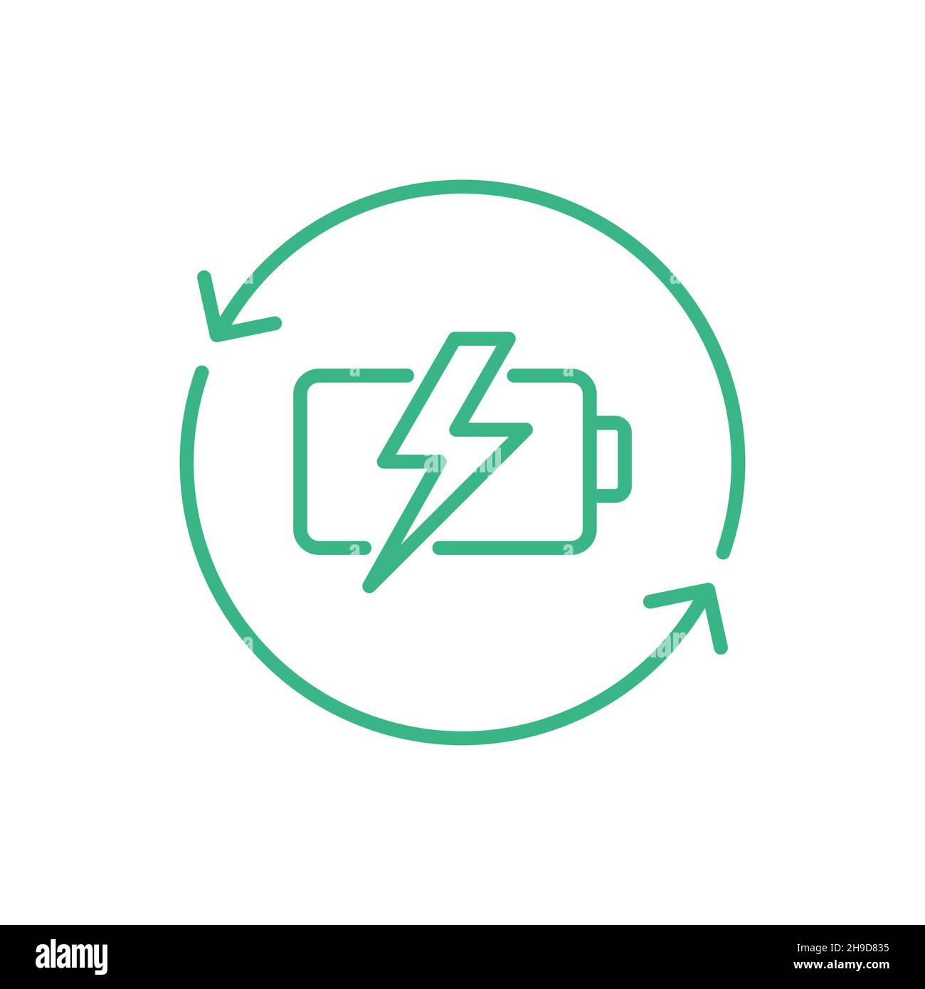 Rechargeable battery line icon. Recycling batteries concept ...