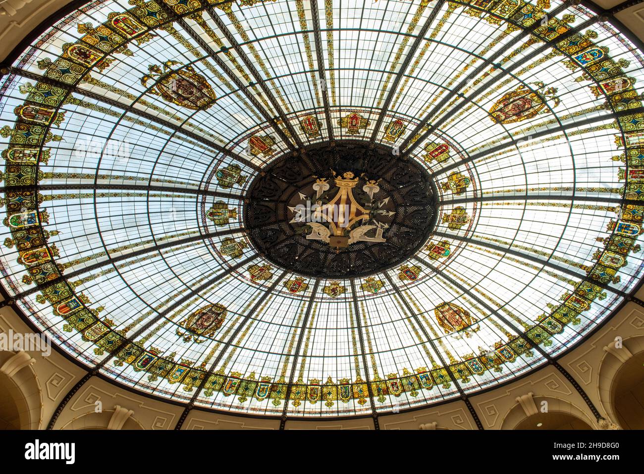 Decorative roof inside the main Post Office in Valencia, Spain Stock ...