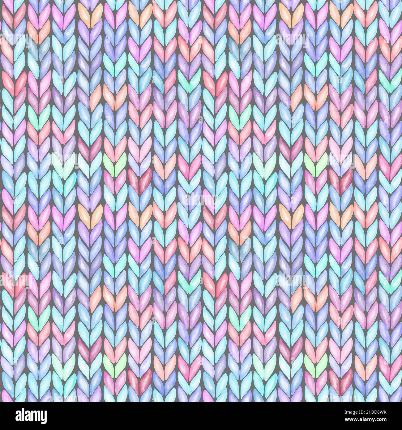 Multicolor realistic knitted seamless pattern. Watercolor hand paint ...