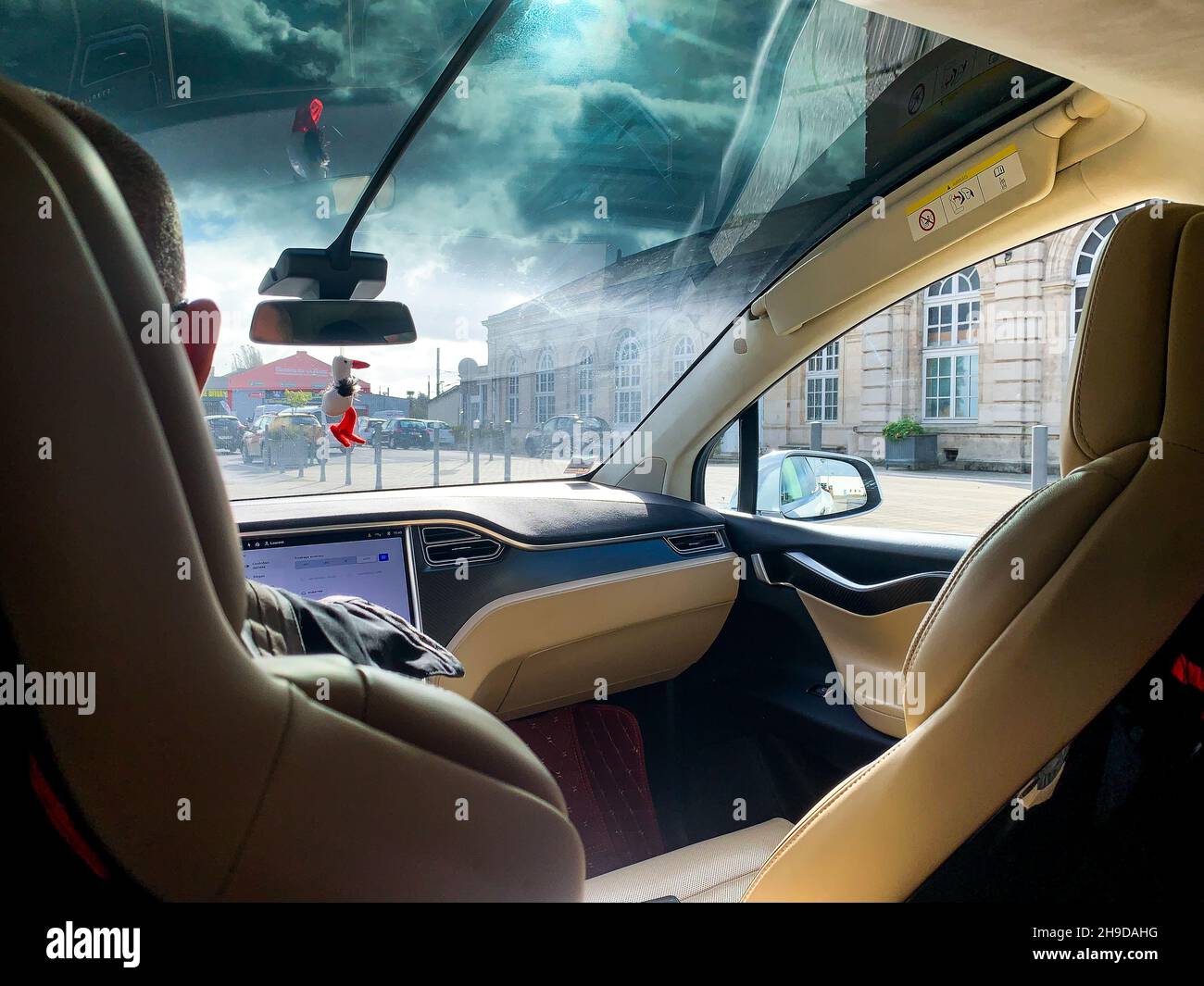 Interior view of a Tesla, France Stock Photo - Alamy