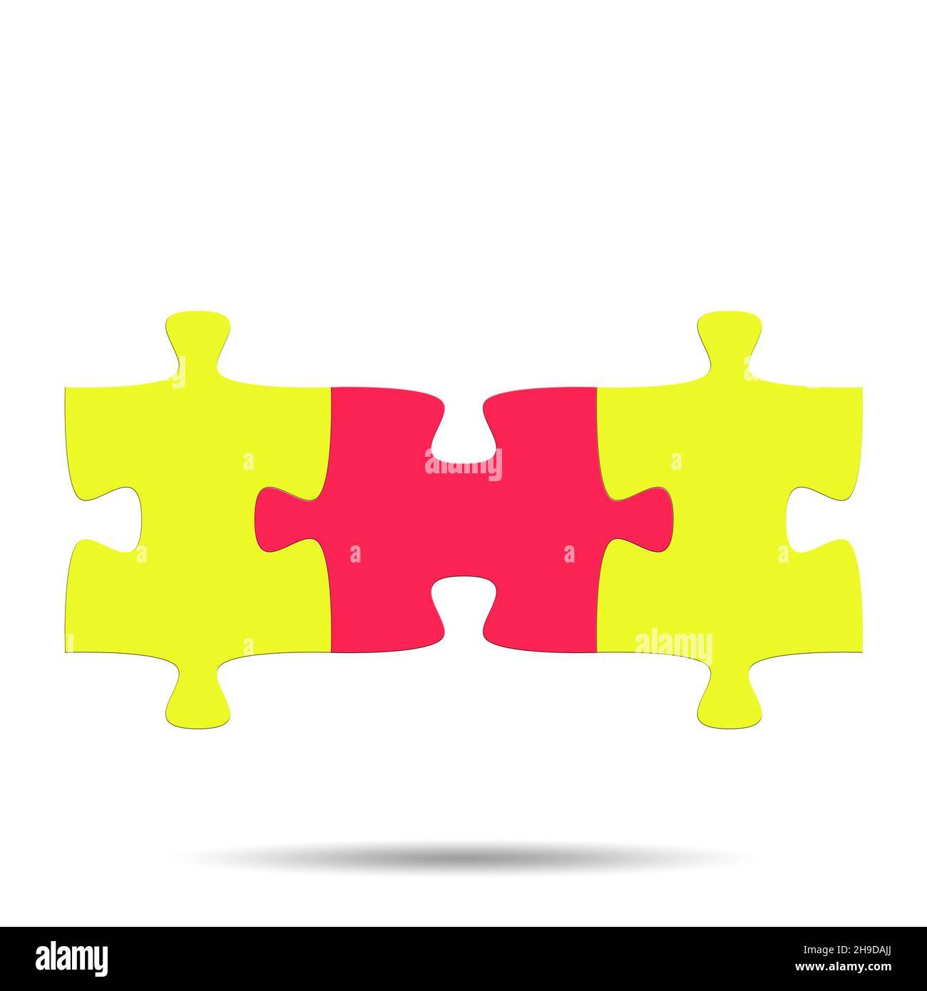 Three puzzle pieces joined together against a white background Stock ...