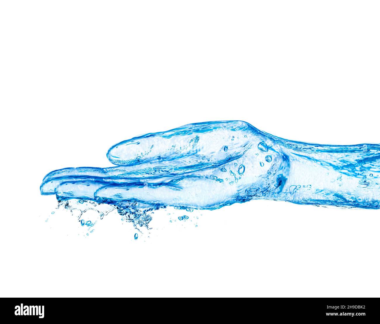 Open palm of water hand illustration on white Stock Photo - Alamy