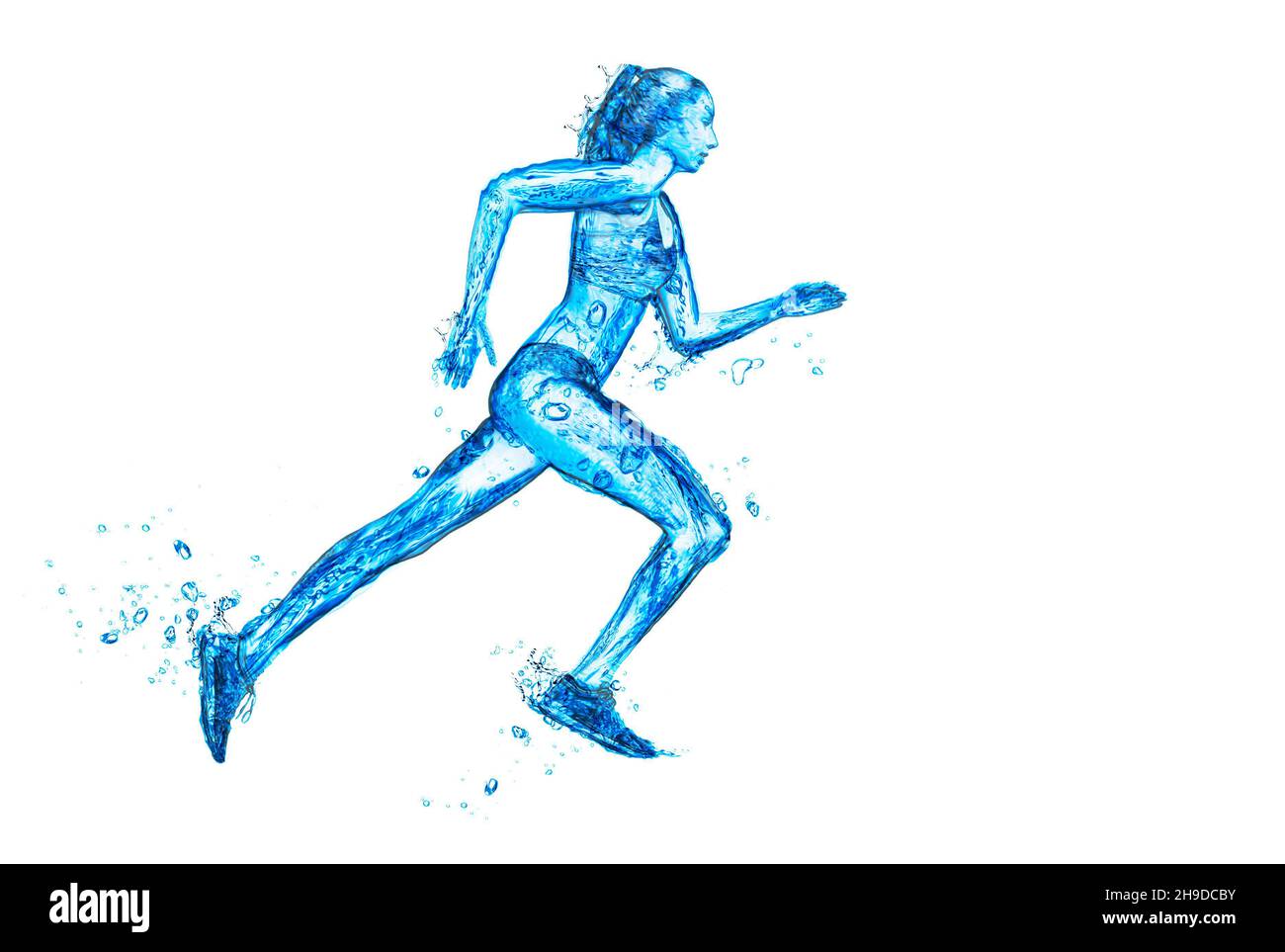 Running woman made of clean water drops concept Stock Photo - Alamy