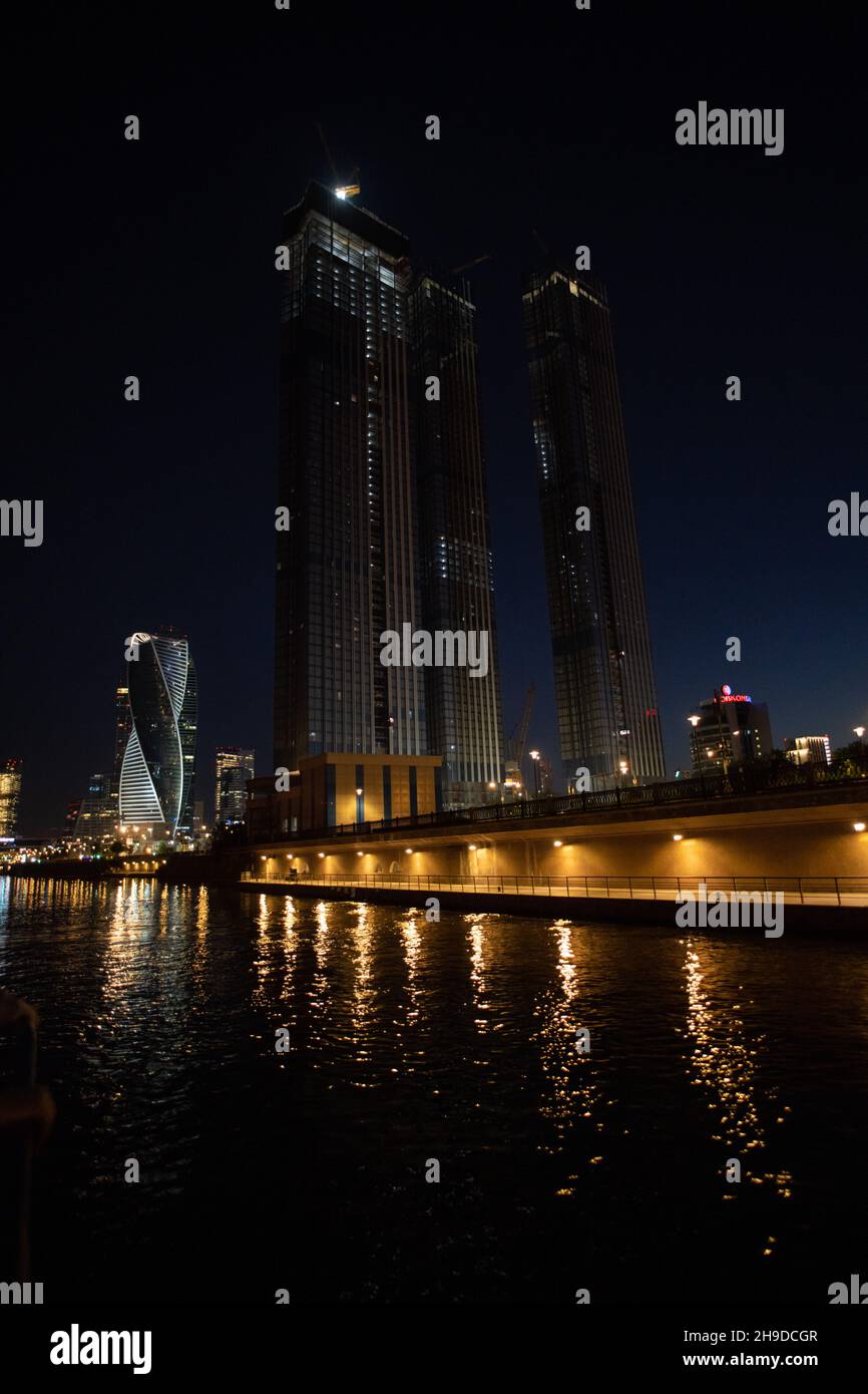 Moscow City buildings at night Stock Photo - Alamy