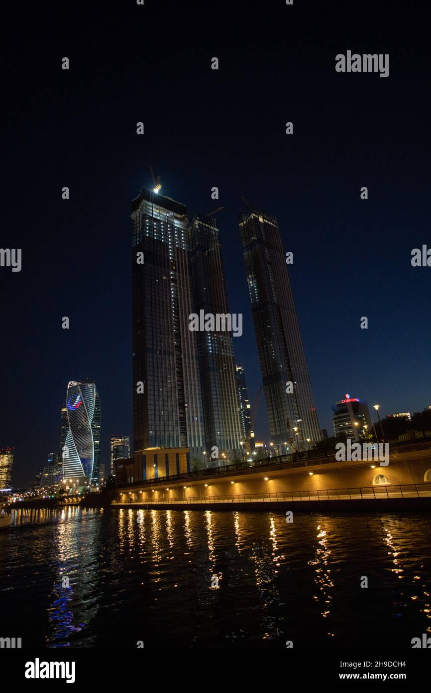 Moscow City buildings at night Stock Photo - Alamy