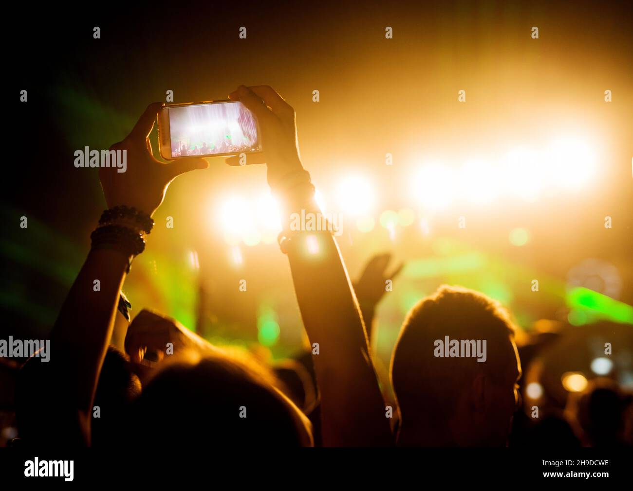 People recording with smart phones concert crowd music festival Stock ...