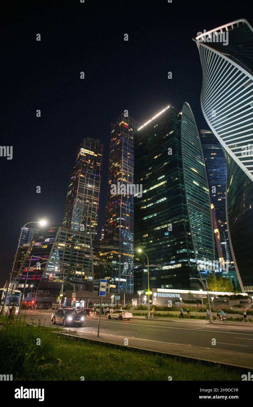 Moscow City buildings at night Stock Photo - Alamy