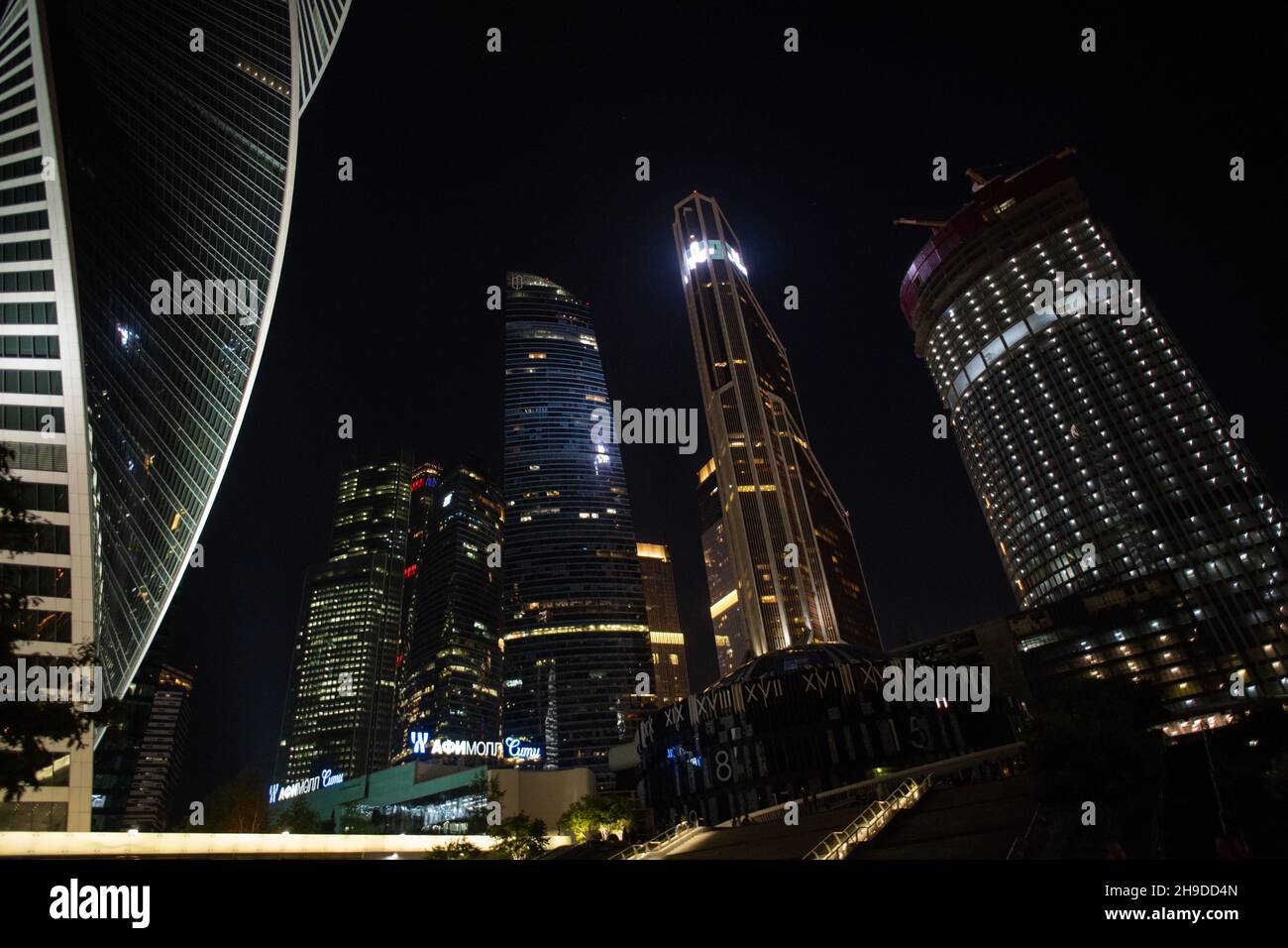 Moscow City buildings at night Stock Photo - Alamy