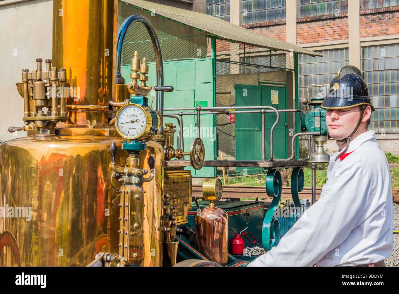 ZAMBERK, CZECHIA - SEPTEMBER 15, 2018: Firefighter wearing traditional ...