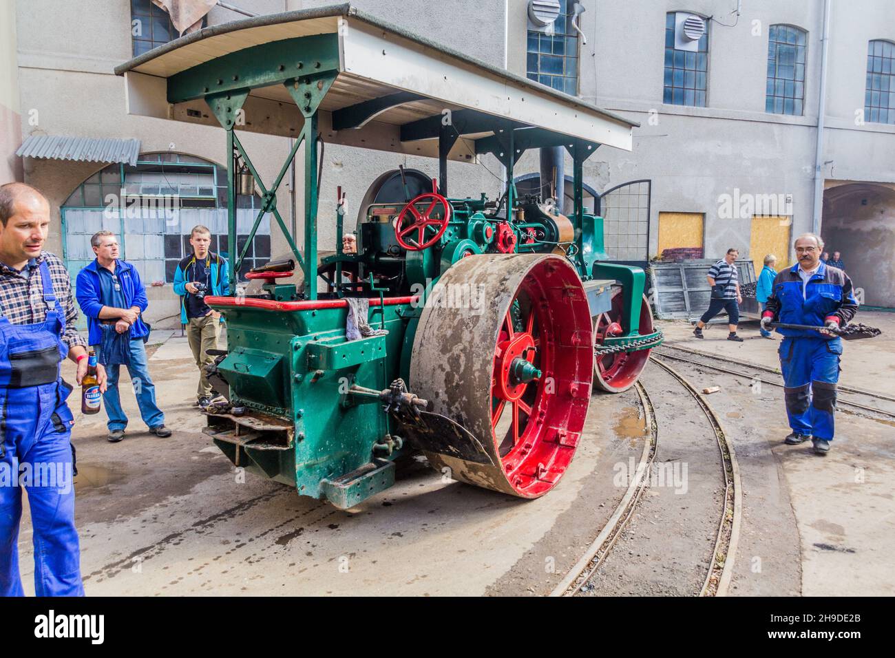 ZAMBERK, CZECHIA - SEPTEMBER 15, 2018: Steam roller in the Old Machines ...