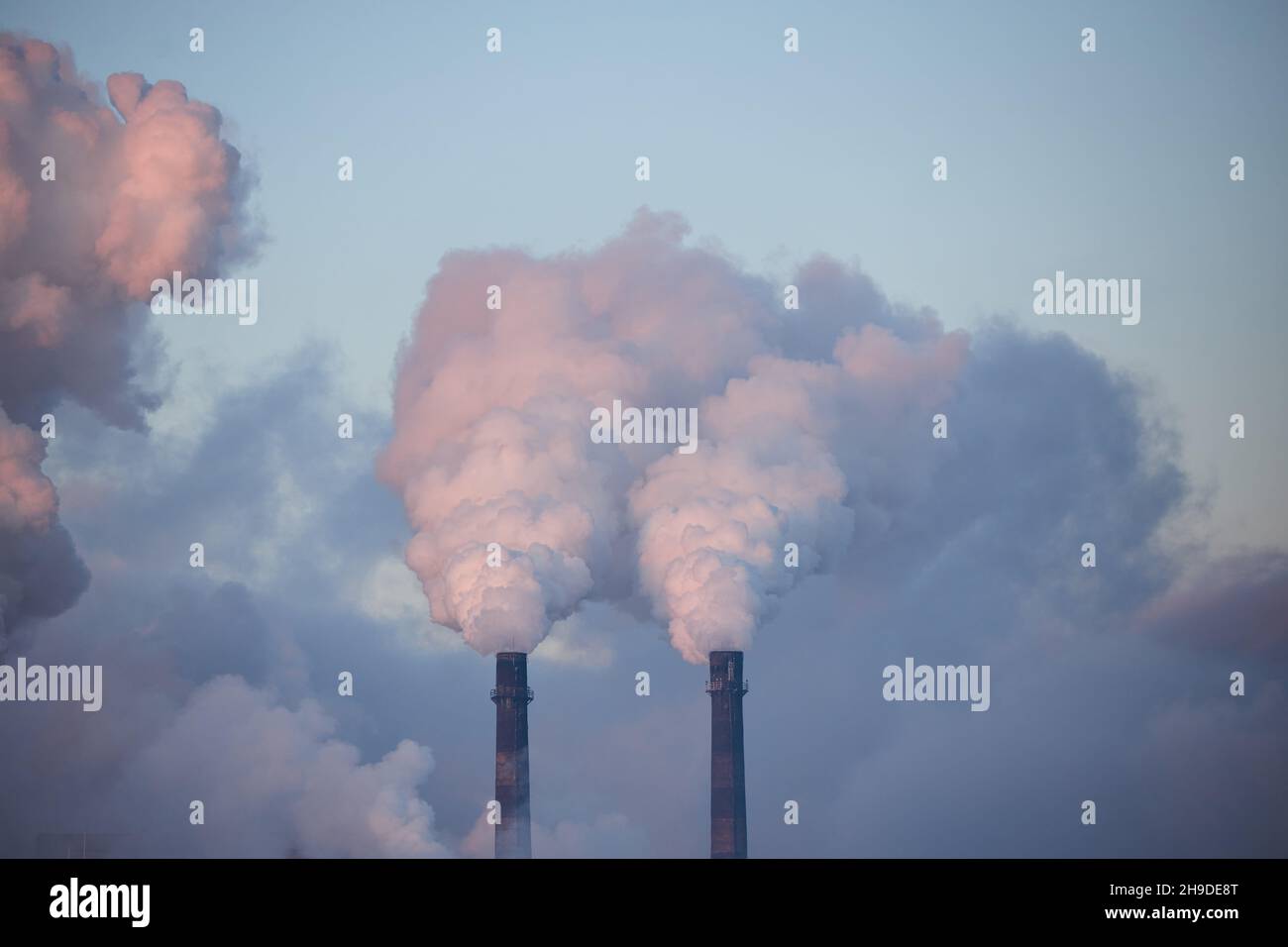 Pollution of atmosphere by factory. Exhaust gases. Environmental ...