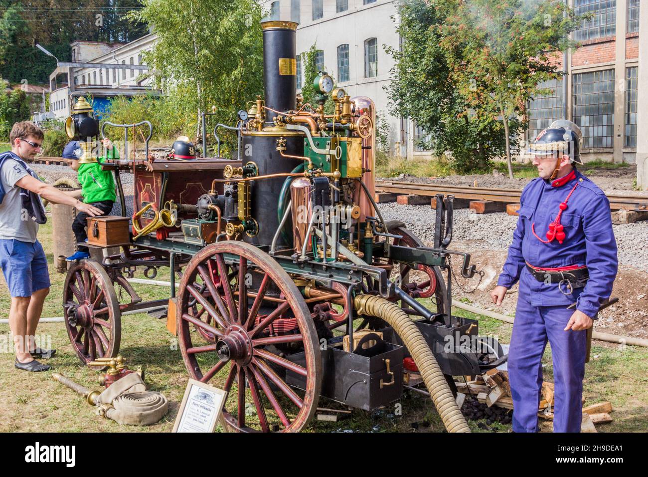 ZAMBERK, CZECHIA - SEPTEMBER 15, 2018: Firefighter wearing a ...