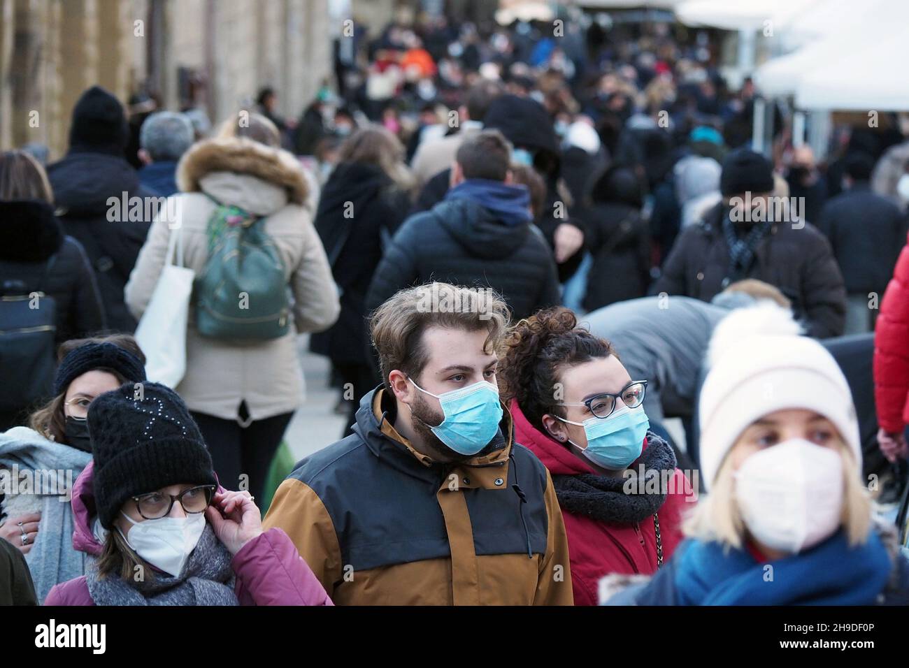 Italy, Tuscany region, Arezzo, December 5, 2021 : Covid-19 emergency ...