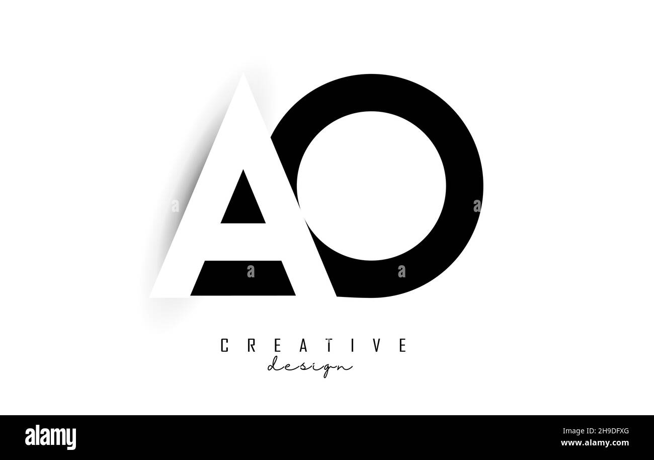 Letters AO Logo with black and white negative space design. Letters A ...