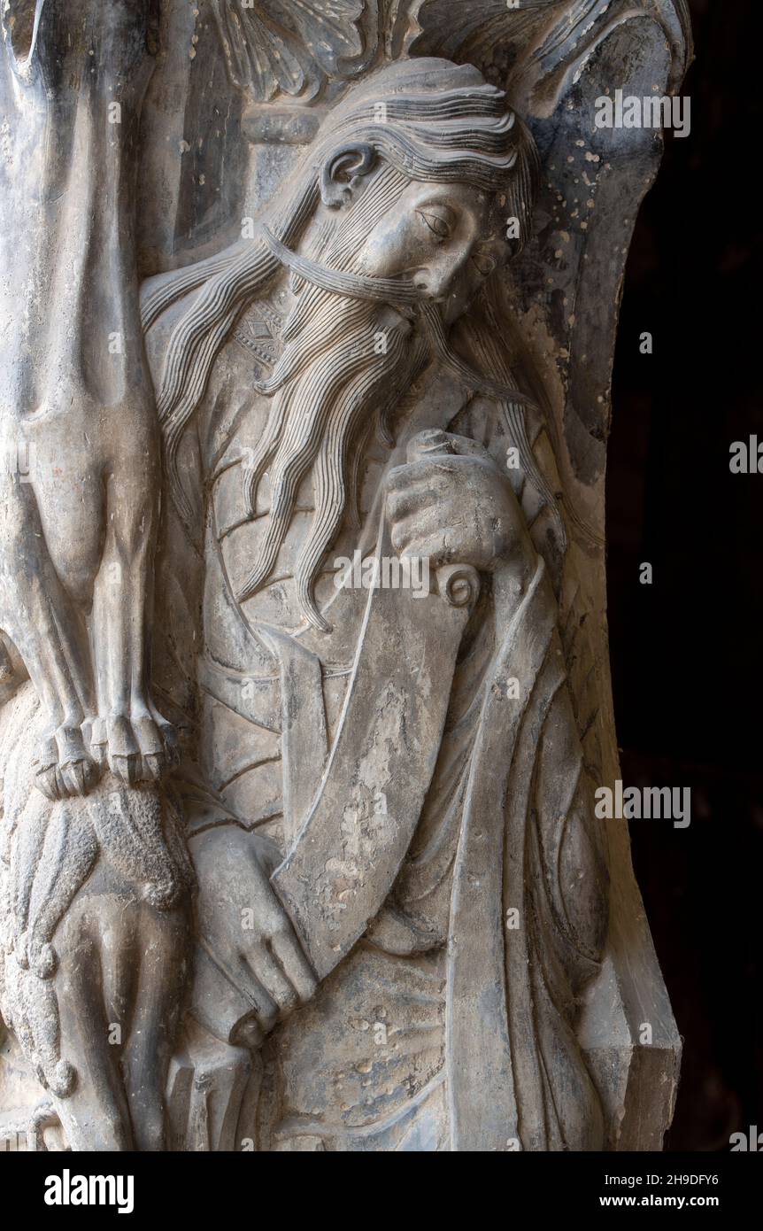 Moissac, Abtei Saint-Pierre, Portal der Klosterkirche, Trumeaupfeiler ...