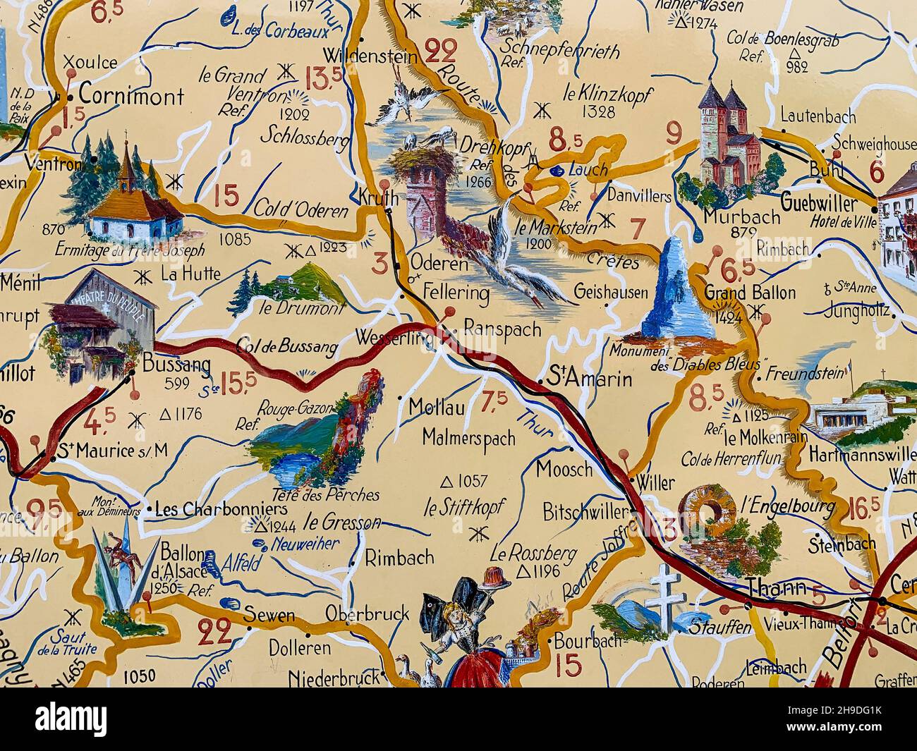 Regional touristic map, Remiremont, Vosges department, Grand Est.region ...