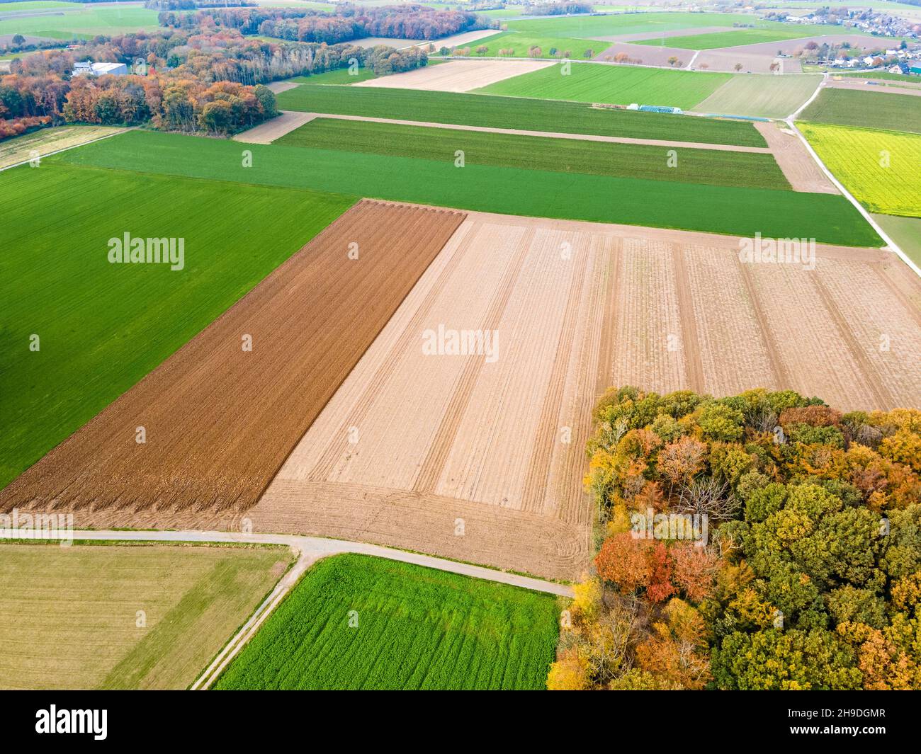 Aerial photo of Farmland. farm fields Stock Photo - Alamy