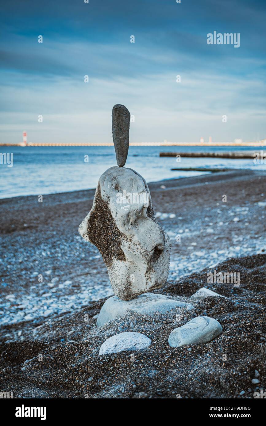 Stack of balanced stones on the beach Stock Photo - Alamy