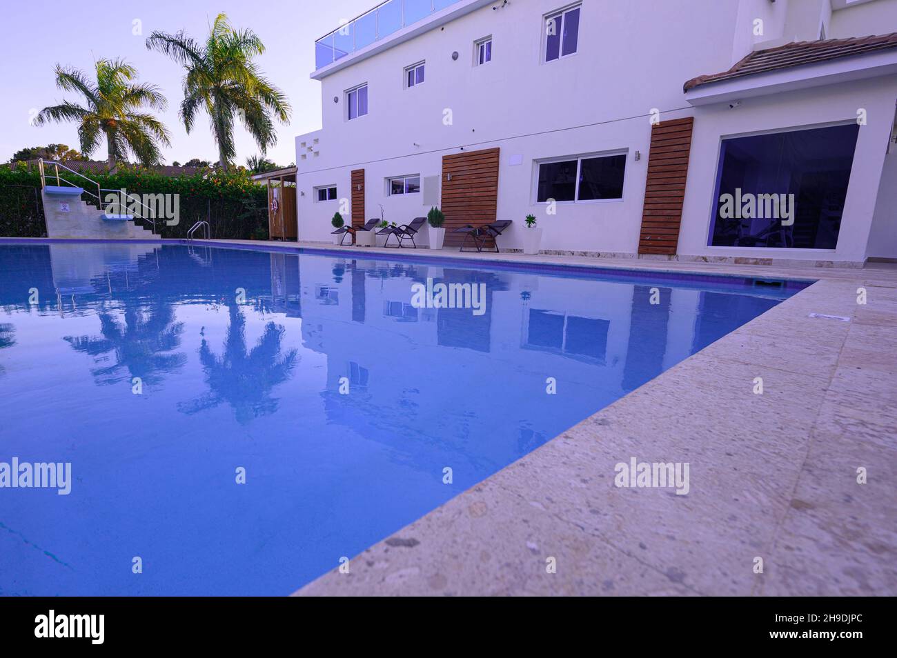 Deep pool 25 meters length with diving board. Swimming pool is located ...