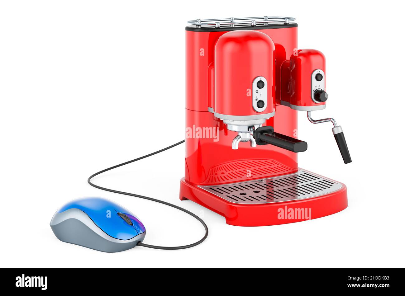 Coffee machine with computer mouse. 3D rendering isolated on white ...
