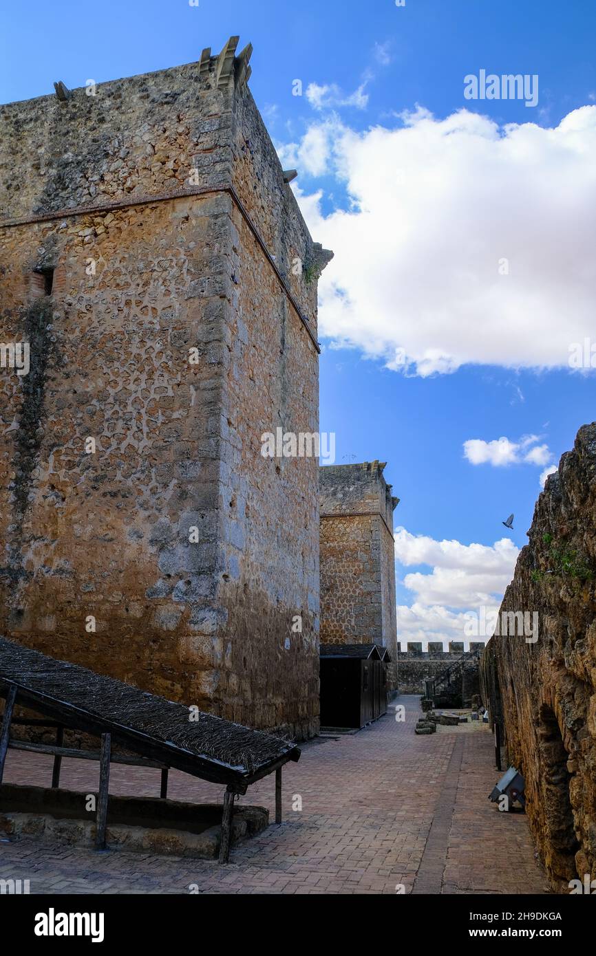 Vertical shot of the ancient buildings in Niebla, Huelva, Andalusia ...