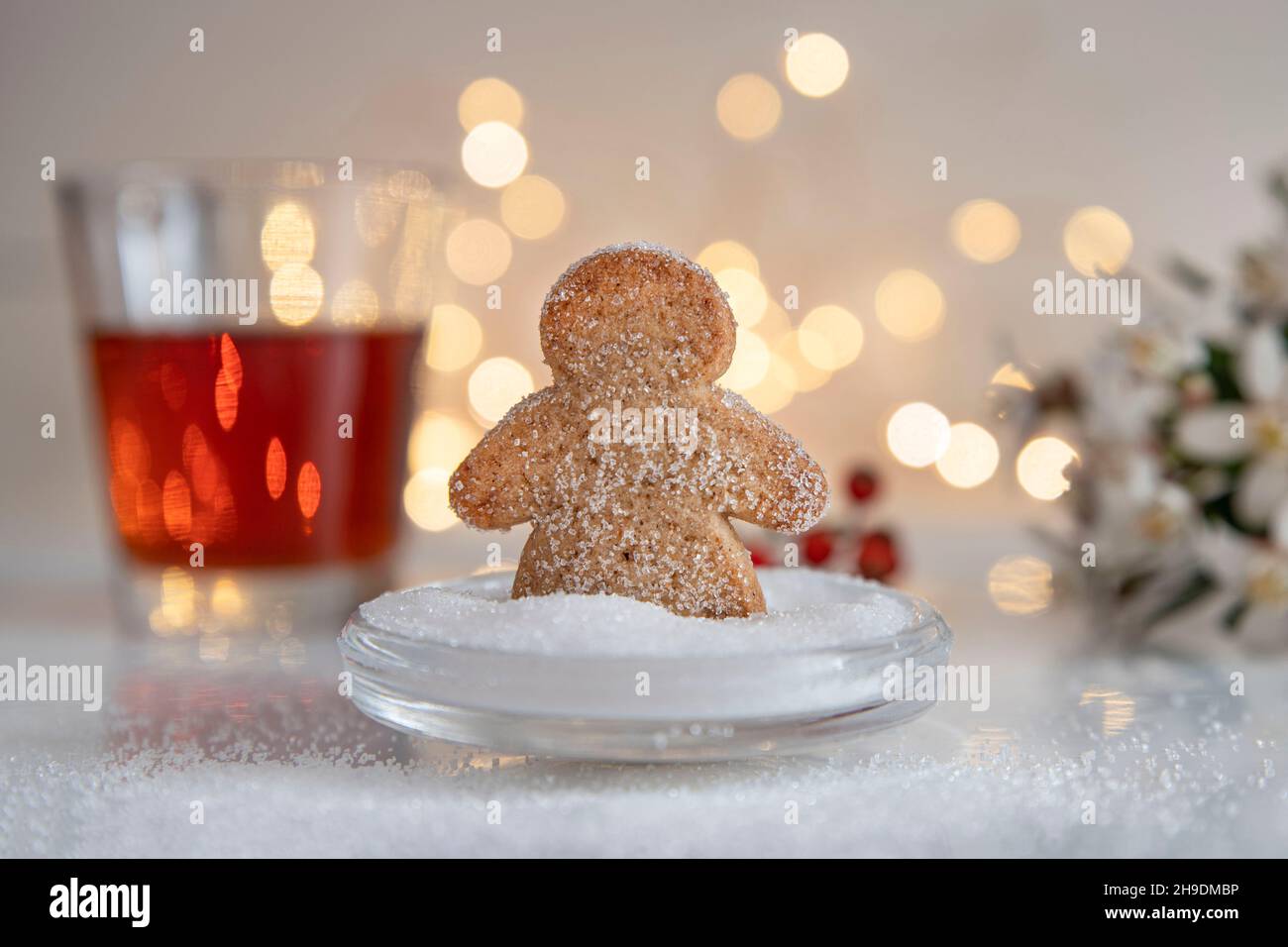 Gingerbread biscuit man for Christmas and New Year with lights Stock ...