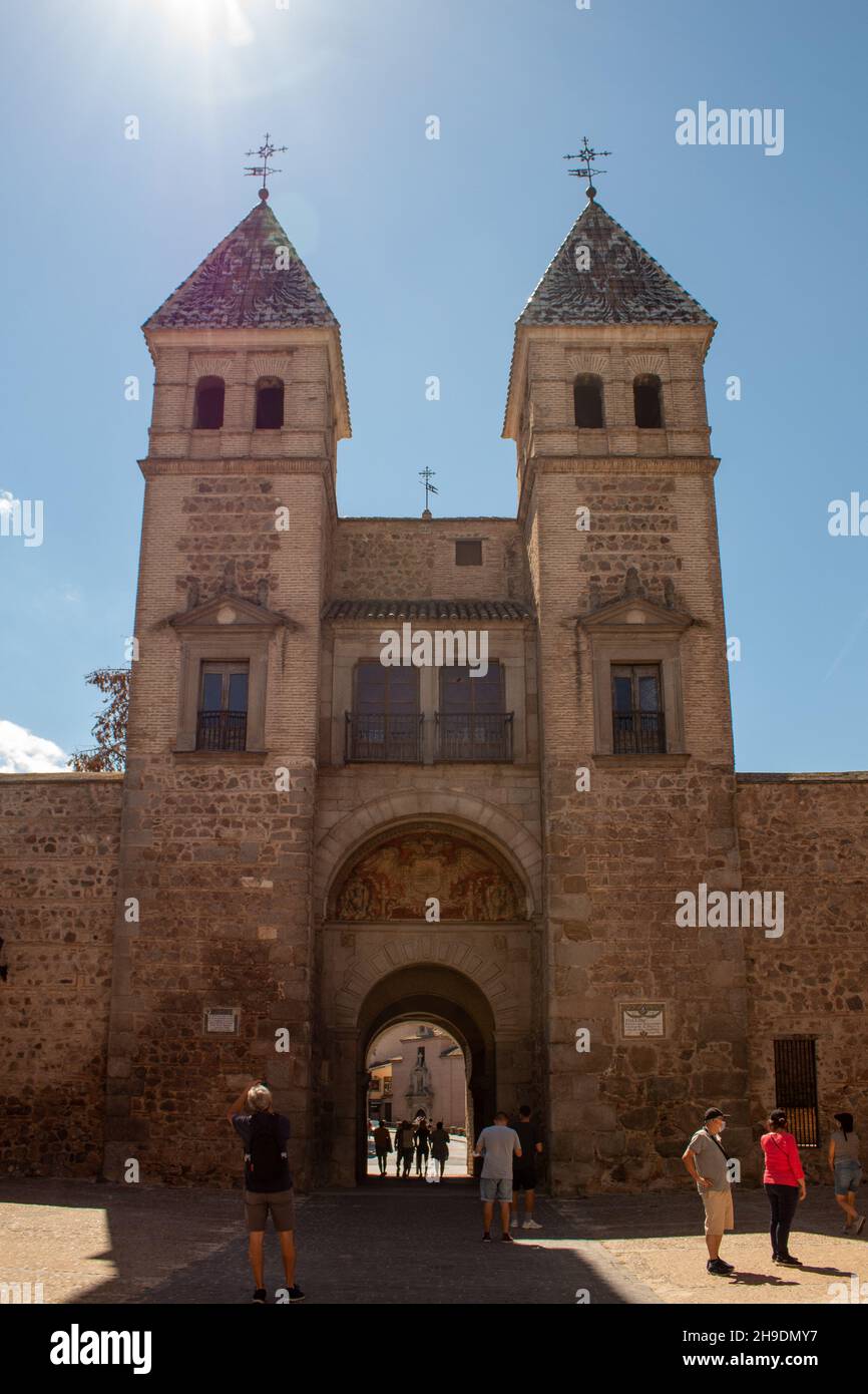 TOLEDO, SPAIN - Oct 07, 2021: An outdoor view of the famous City gate ...