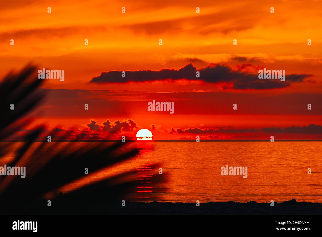 Colorful sea sunset against clouds Stock Photo - Alamy