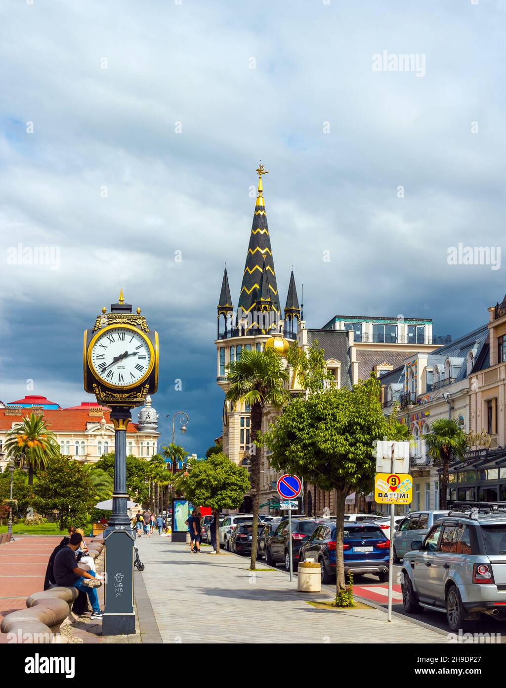 Batumi, Georgia, September 6, 2021: Europe Square, Clock, and View of ...