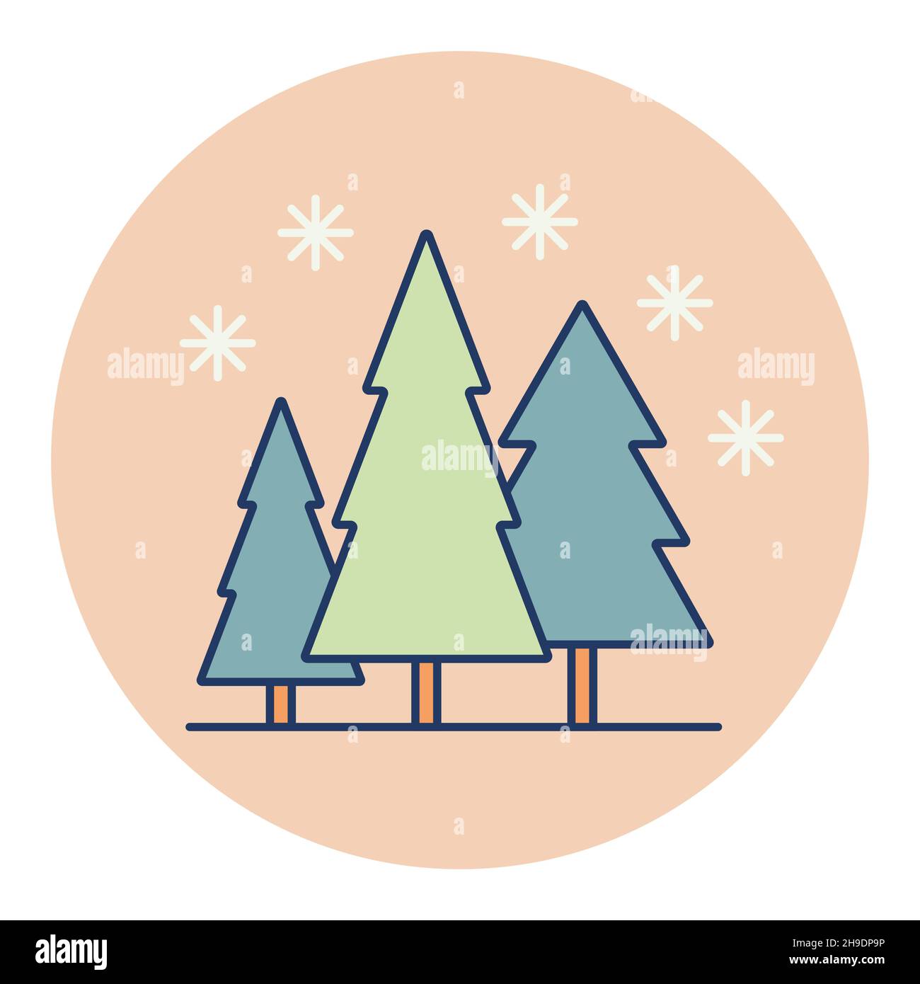 Snow forest vector isolated icon. Winter sign. Graph symbol for travel ...