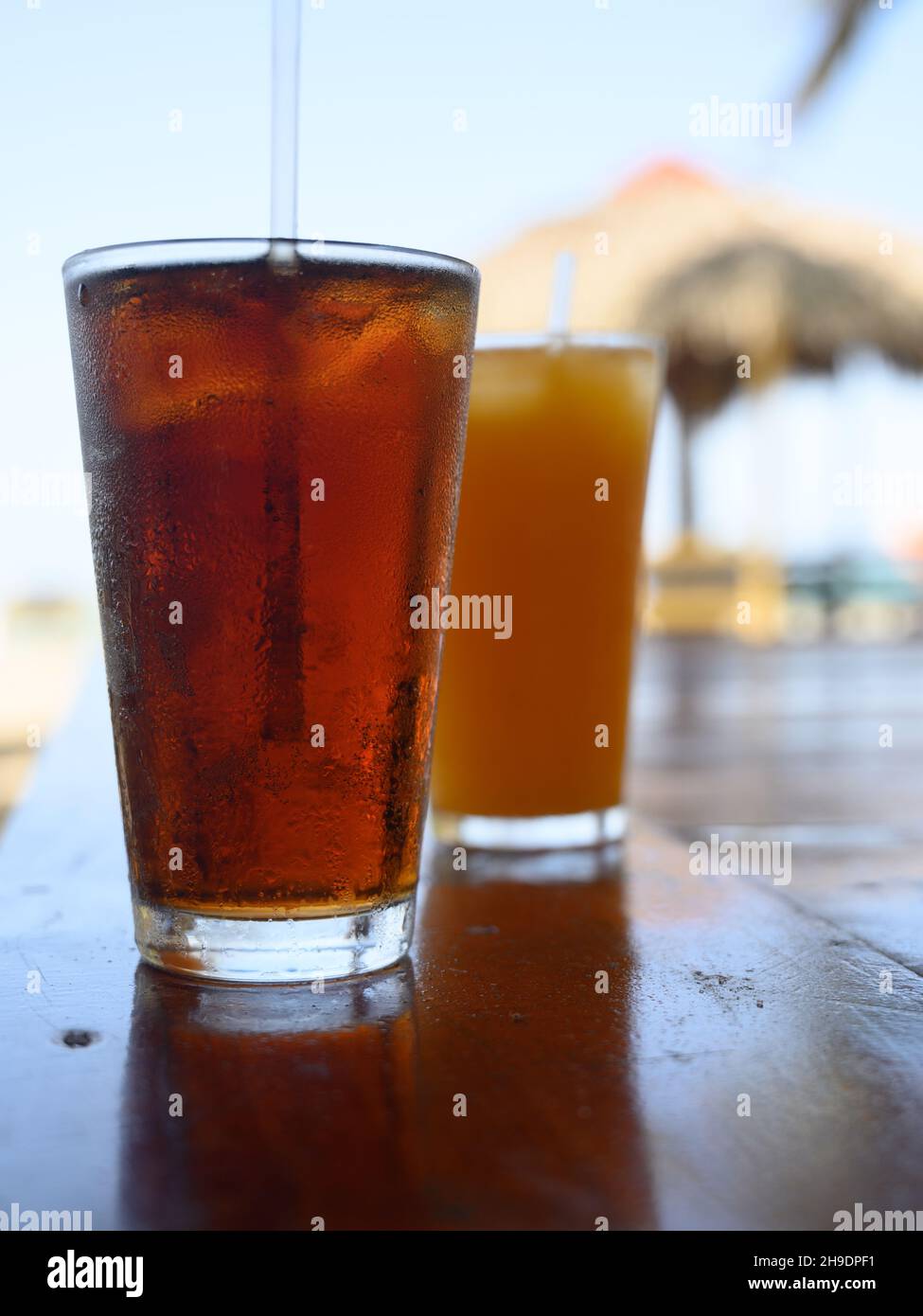 The photo shows Coca Cola refreshments and passion fruit juice. Photo ...